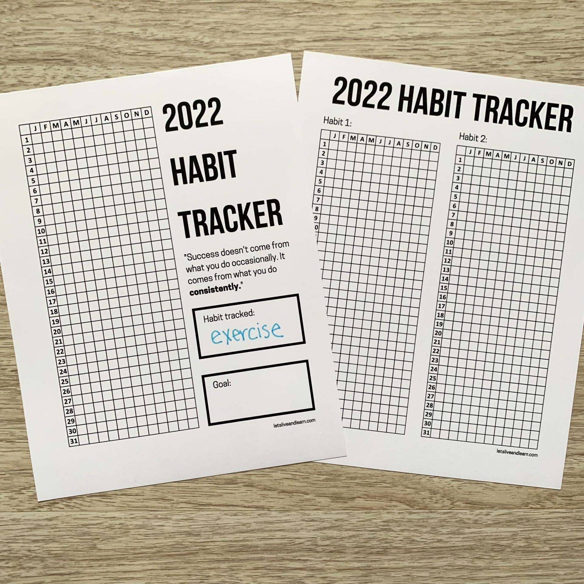 2022 Free New Year's Goal Setting Printables – Let's Live and Learn